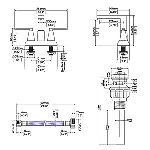 BRAVEBAR 4in Black Bathroom Faucet - 2 Handles Centerset Faucet Bathroom 2 or 3 Hole Bathroom Vanity Sink Faucets with Pop-up Drain | 360° Swivel Spout Leadfree Bathroom Faucet Matte Black