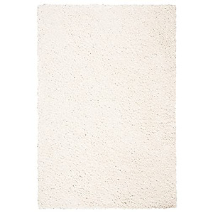 SAFAVIEH August Shag Collection 8' x 10' Ivory AUG200C Solid Non-Shedding Living Room Bedroom Dining Room Entryway Plush 1.5-inch Thick Area Rug