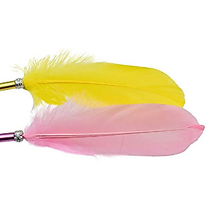 Maydahui 24PCS Natural Goose Feather Rollerball Pen Fashion Cute Kawaii Pens Black Gel Ink Pens for Student Girls