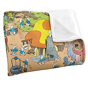 The Smurfs Blanket, 36"x58" Smurf Village Silky Touch Super Soft Throw Blanket