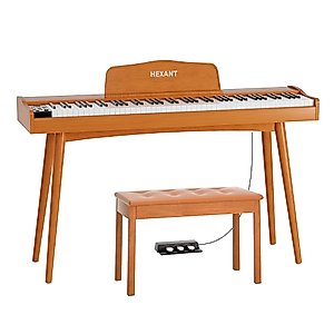 HEXANT 88- Key Hammer Weighted Digital Keyboard Piano, Wooden Electric Heavy Hammer Weighted Full Size Keyboard Piano, with 3-Pedal, MIDI Connection, Multi-Functional Keyboard and Stand