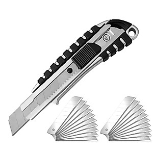 NESTER Utility Knife Retractable Box Cutter, 20 Blades(3/4" 18mm Wide Blade Cutter) Retractable, Compact, Extended Use for Construction, Heavy Duty, Office, Home, Arts, Crafts, Hobby