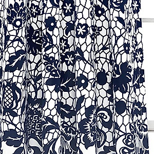 Lush Decor Lush DÉCOR Navy Estate Garden Print Curtains Room Darkening Window Panel Set for Living, Dining, Bedroom (Pair), 84” Long x 52” Wide