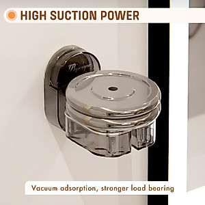 MEIGESI Acrylic Hair Dryer Holder Wall Mounted, Wall Mounted Suction Hair Dryer Holder, No-Drill Hairdryer Storage, Removable Suction Cup Shelf for Bathroom/Washroom/Bedroom, Gray Silver, 1 Pack