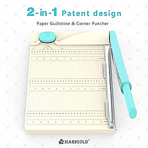 MARIGOLD Paper Cutter Corner Puncher - 12" Paper Guillotine 2-in-1 Paper Trimmer