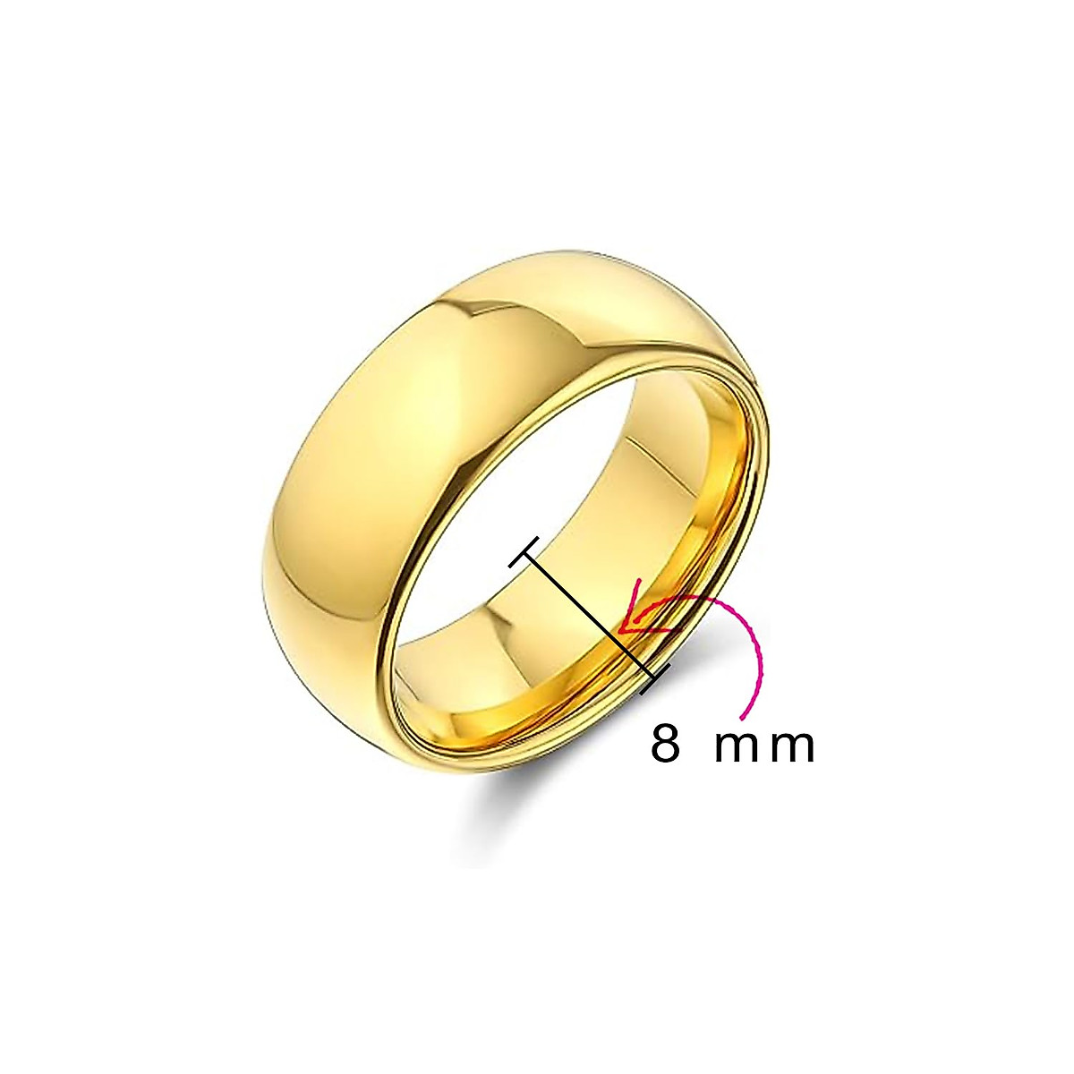Bling Jewelry Gold Plated High Polish Comfort Fit Tungsten Wedding Band 8mm, Size 7.5