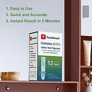 T TESTAHEAD Nicotine Test Kit at Home, Nicotine Test Strips to Detect Cotinine in Urine, Home Use Nicotine Drug Test Cotinine Urine Test, Accurate Results in 5 Minutes, 12 Individually Wrapped Pouches