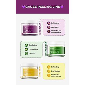 DERMALOGY by NEOGENLAB Bio-Peel Gauze Peeling Pads (Wine, 30 pads) - Exfoliating & Firming Peeling Pad with PHA & Red Wine & Resveratrol & Acid Hyaluronic - Korean Skin Care