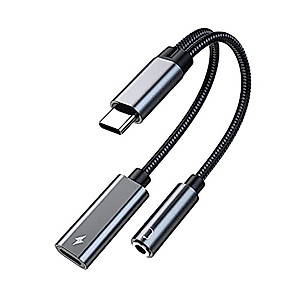 Hubs 2 in 1 USB Type C to 3.5 Mm Jack Adapter HiFi DAC Aux Audio Splitter USB Hubs (Color : Gray)