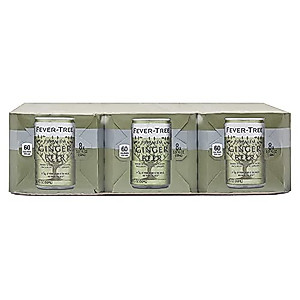Fever Tree Ginger Beer - Premium Quality Mixer - Refreshing Beverage for Cocktails & Mocktails. Naturally Sourced Ingredients, No Artificial Sweeteners or Colors - 150 ML Cans - Pack of 24