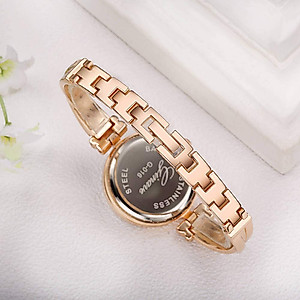 Clastyle Elegante Rose Gold Watch for Women Glitter Crystal Bracelet Watch Black Dial Stainless Steel Ladies Wrist Watches Gift for Her