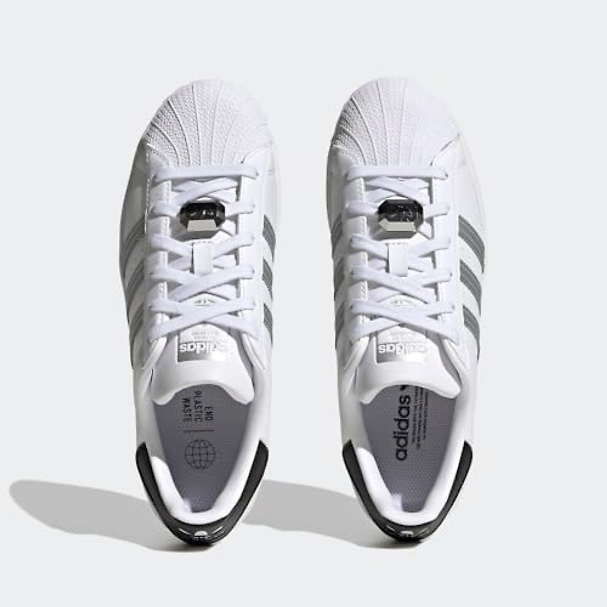 adidas Women's Superstar Sneaker, White/Silver Metallic/Black, 9