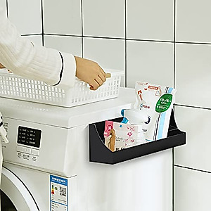 Magnetic Spice Rack for Refrigerator, Magnetic Shelf , Spice Rack Organizer for Holding Spices, Jars, Bottle, Beve (Black, 2Pack)