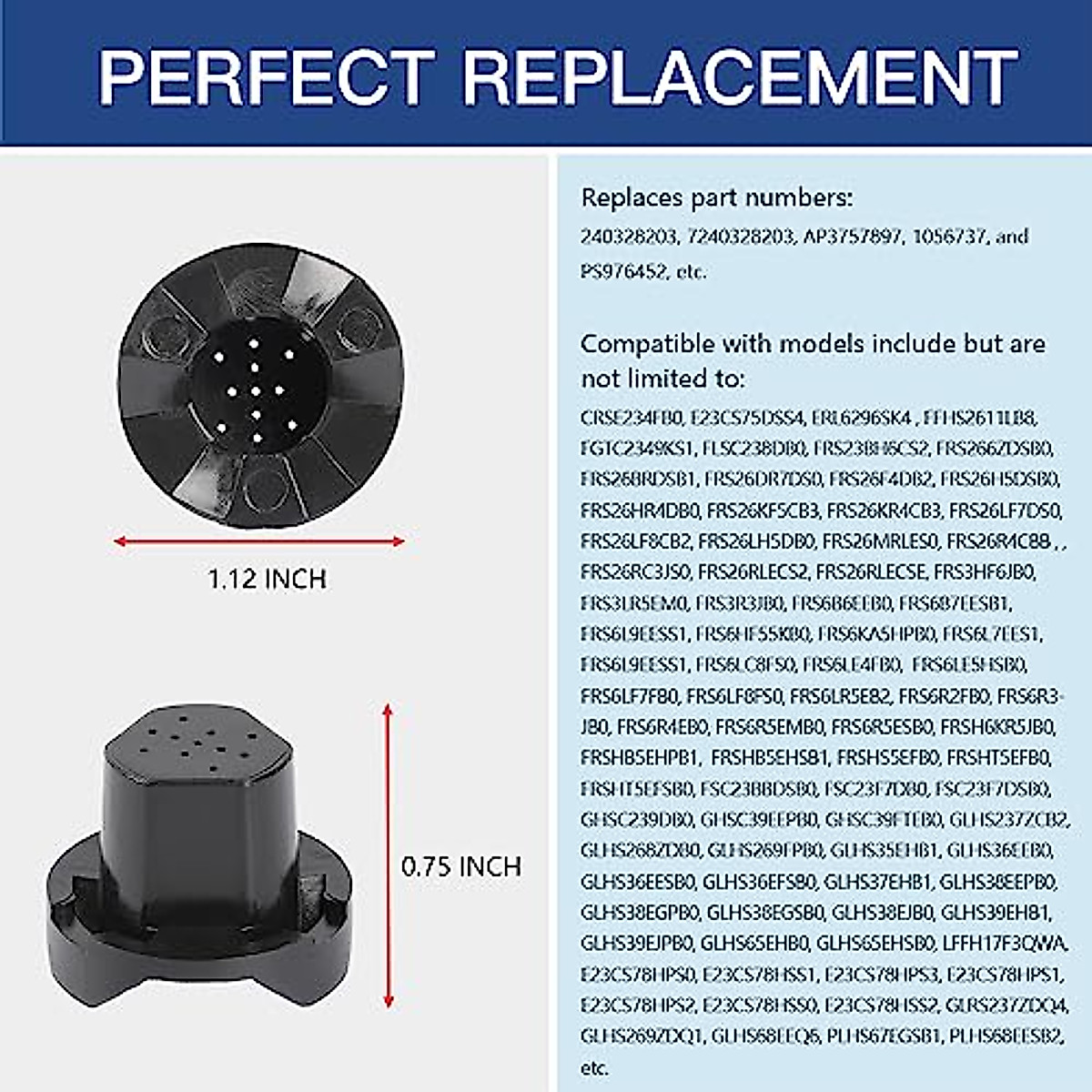 240328203 Refrigerator Door Hinge Bearing for Frigidaire & Electrolux Refrigerators, Door Hinge Bushing Replacement Part – Replaces 7240328203, AP3757897, 1056737 (1 Pack)