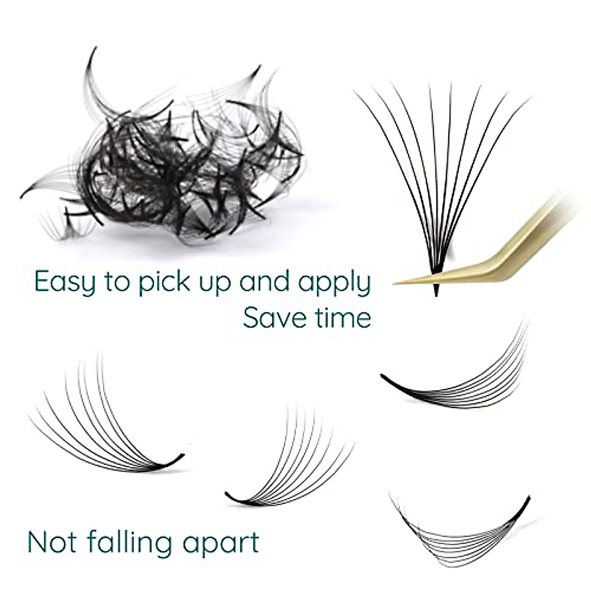 1000 Pcs Premade Fans Eyelash Extensions 3D - 8D 8-15mm Mixed 10 Length Premade Lash Fans Promade Fans Thin Base Pre Made Fans Lash Extensions Loose Fans Promades Eyelash Fans (8D 0.07 C 8-15 Mix)