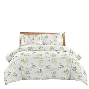 Royal Tradition Heavyweight Flannel, 100-Percent Cotton Queen 3PC Duvet Cover Set, Hedgerow Print, 170 GSM