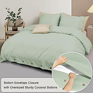 PHF Sage Green Duvet Cover Queen Size, Comfy Lightweight Skin-Friendly Comforter Cover Set with Button Closure, Soft Durable Bedding Collection with 2 Pillowcases for All Season, 90" x 90"