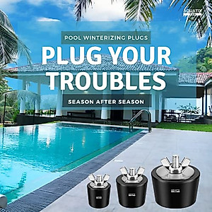 Aquatix Pro Pool Winterizing Plugs, 3 Sizes, 1nch, 1.25inch & 1.5inch, Swimming Pool Winter Expansion Plugs with SS Screw, Stainless Steel Bolts, Heavy Duty Rubber, Protect Your Equipment Today!