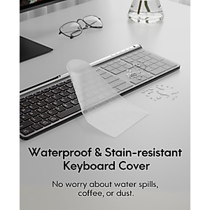 Wireless Keyboard and Mouse Combo, CHESONA Bluetooth Rechargeable Full Size Mulit-Device (Bluetooth 5.0+3.0+2.4G) Wireless Keyboard Mouse Combo for Mac OS/iOS/Windows/Android (Silver Black)