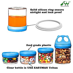 SELEWARE Portable Stackable Food Storage Containers for Snacks Formula Powder and Drinks Twist Lock System Airtight Leak-proof BPA and Phthalate Free 4 Piece Jars 31oz Blue