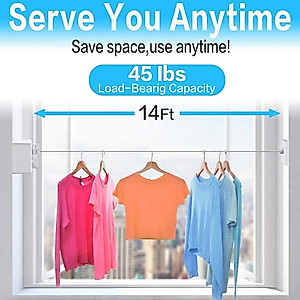 JOOM Retractable Clothesline Indoor Double Clothes Lines retracting | Heavy Duty for Drying Laundry line Outdoor|Wall Mounted Stainless Steel 13.8Feet Two line (Blue Grey)