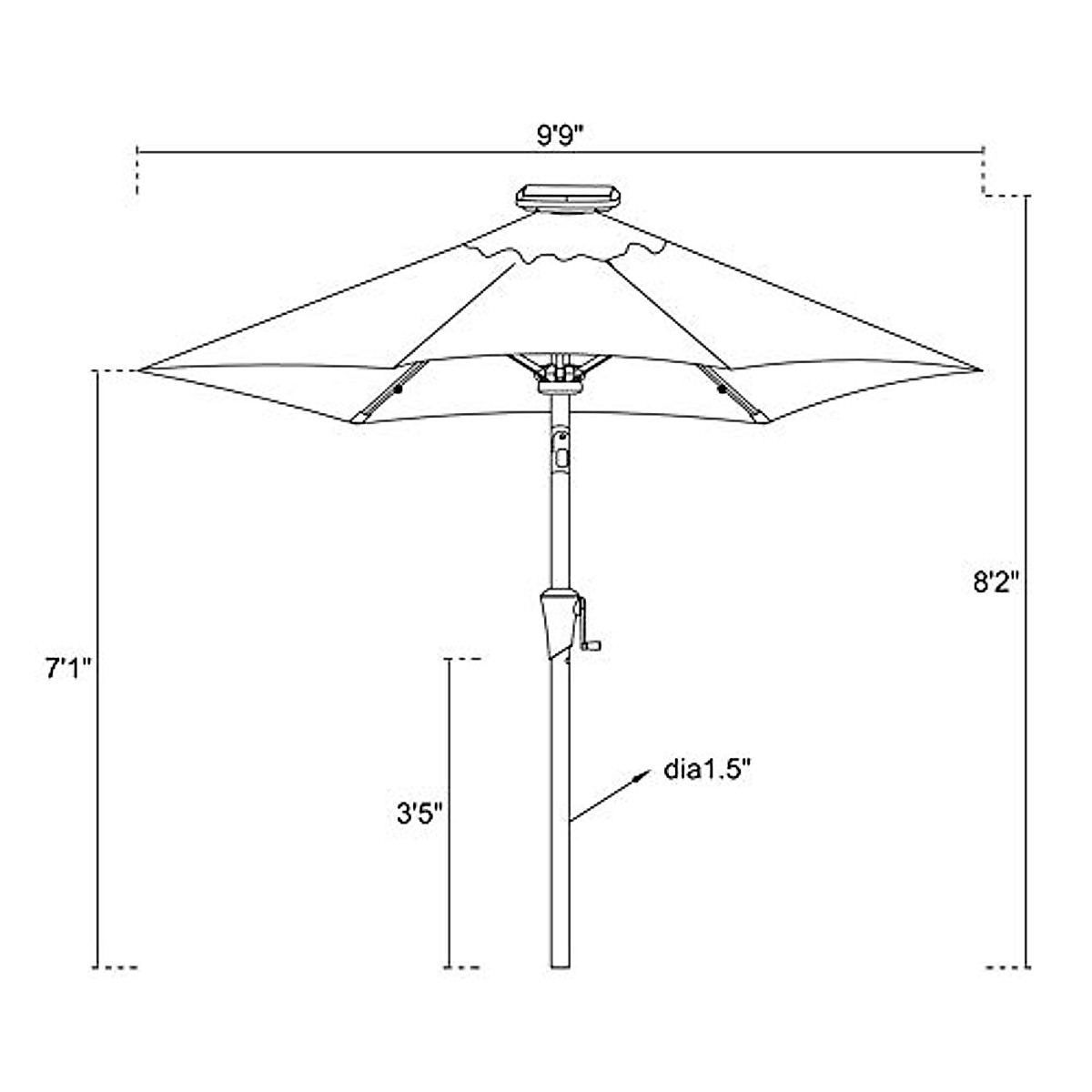 FLAME&SHADE 10 ft Solar Powered Outdoor Market Patio Table Umbrella with LED Lights and Tilt, Beige