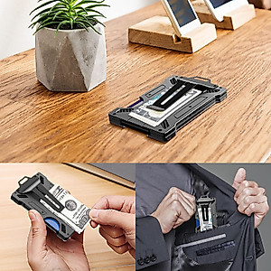 ONLOOKER Wallet for Men - Slim Aluminum Metal Money Clip Wallet with 1 Clear Window, ID Card Holder Holds Up 15 Cards with Cash Clip, Ultra-Thin Minimalist Wallet (Black)