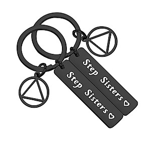 MAOFAED Women Sobriety Gift Addiction Recovery Gift Sisters Recovery gift Step Sisters AA Gift Gift for Her (AA step sister black)