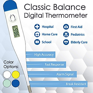 ZAYAAN HEALTH Classic Balance Digital Thermometer High Accuracy Fast Response Rigid Sensor Tip, Blue