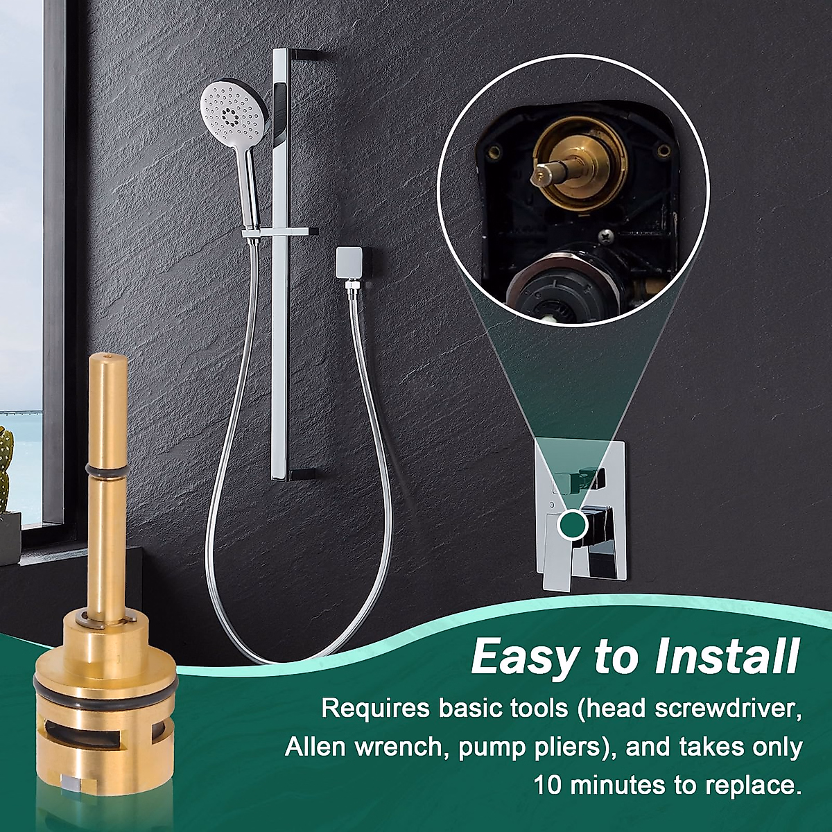 RP51919 6-Setting Diverter Cartridge for Delta Faucet Valve Body R11000, R22000, R10000-unbx, R10000-unbxhf, R10000-unws,Series - Brass Faucet Diverter Cartridge, No Leakage