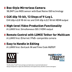 Panasonic LUMIX BGH1 Cinema 4K Box Camera, Micro Four Thirds with Livestreaming (DC-BGH1), Black