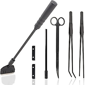Aquarium Tools, 4 PCS Aquatic Plant Tweezers Scissors Algae Scrapers Fish Tank Clean Aquascaping Tools Kit(Algae Scraper)