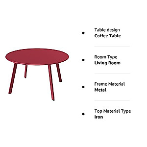 Grand patio Round Steel Patio Coffee Table, Weather Resistant Outdoor Large Side Table, (Red, 1PC)