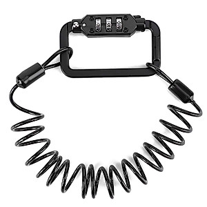 Jerliflyer Bike Helmet Lock, Telescopic Motorcycle Scooter Bike Helmet Lock 3 Digit Password Lightweight Alloy Cable Helmet Lock for Outdoors, Traveling