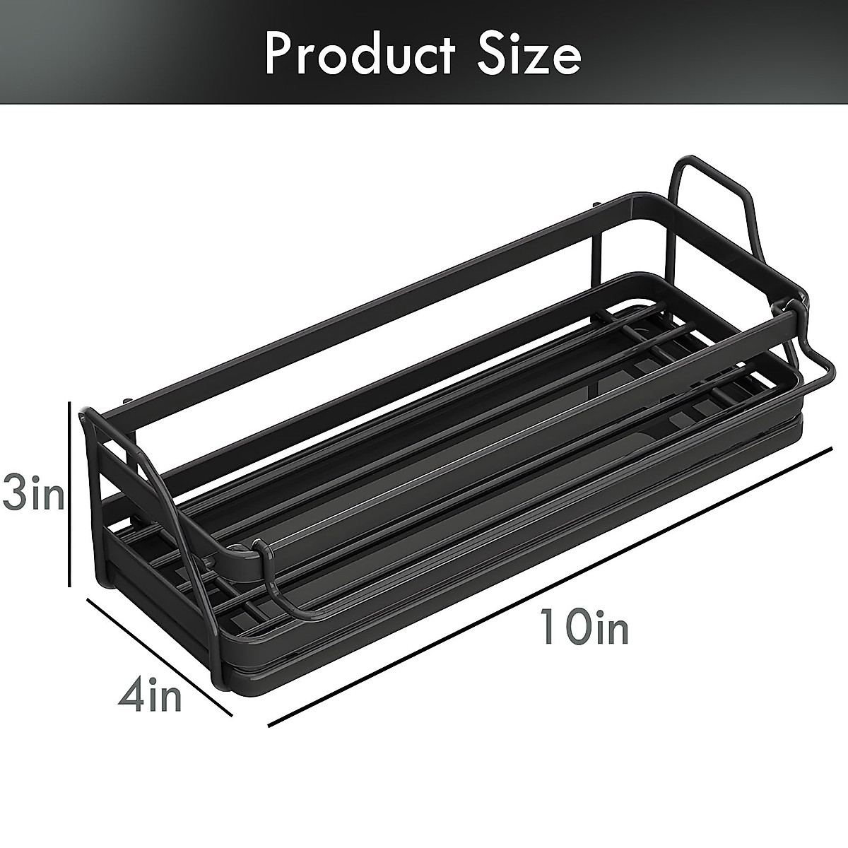 LBTING Sponge Holder for Kitchen Sink, Wall Mounted Sink Caddy with Self-Draining Drain Tray, Stainless Steel Kitchen Sink Caddy for Organizing Sponge, Brush, Soap Dish Dispenser – Black