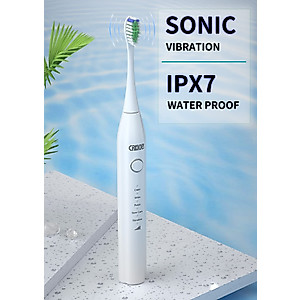 CRKIOB Electric Toothbrush with 10 Brush Heads for Adults and Kids,5 Modes,3 Speeds/Mode,2 Minutes Built in Smart Timer,Sonic Toothbrush,Kids toothbrushes(White)