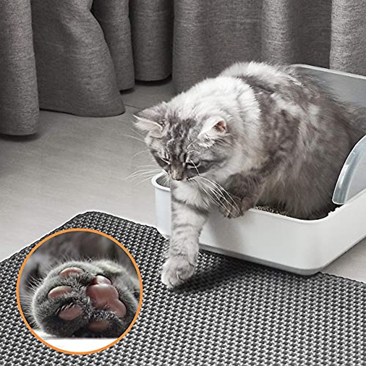 Conlun Cat Litter Mat Cat Litter Trapping Mat, Honeycomb Double Layer Design, Urine and Water Proof Material, Scatter Control, Less Waste，Easier to Clean,Washable