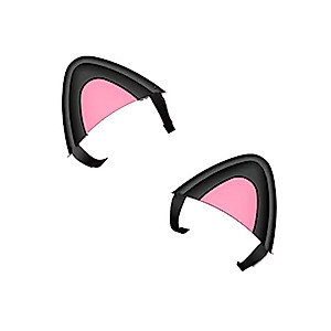 WskLinft 1 Pair Headphone Cat Ear Eye-catching Skin-Friendly Bluetooth-Compatible Headset Silicone Kitty Ear Decoration BT Headset Accessories Black
