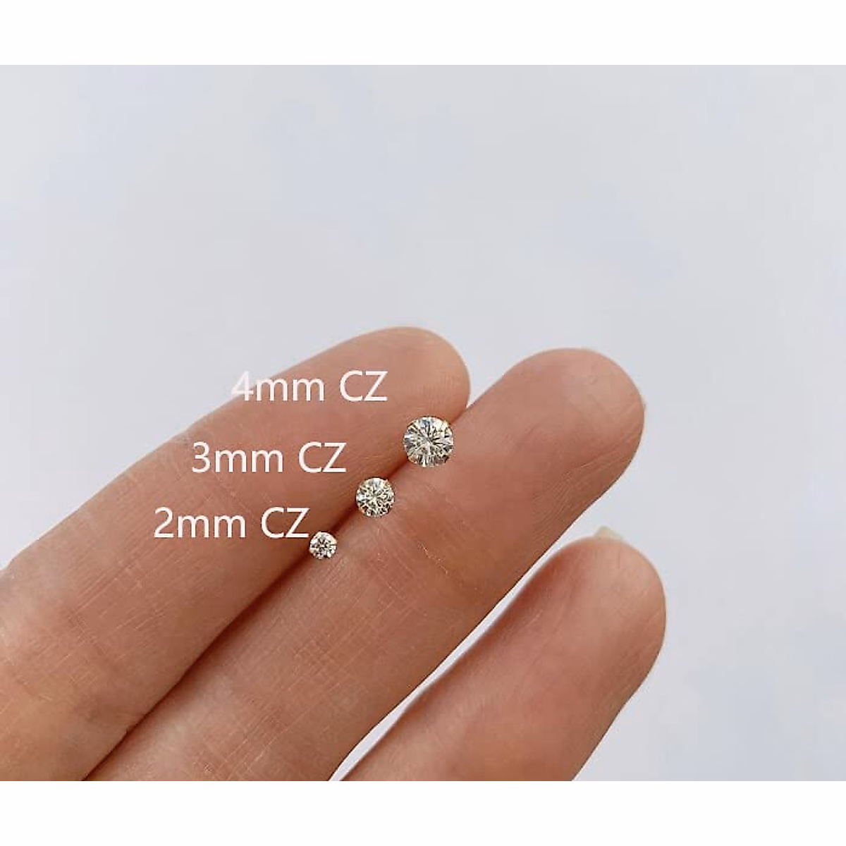3mm Tiny CZ Screw on Flat Back Stud Earrings,Gold Plated Flat Back Cubic Zirconia Earrings for Helix Cartilage Tragus Earlobe Piercing Jewelry Gift for Women Men(3mm CZ, Gold)