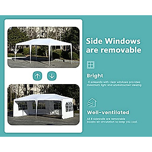 10x20 Outdoor Gazebo Wedding Party Tent Canopy Tent with 4 Removable Sidewalls,White