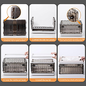 Anysig Closet Organizers and Storage - Stackable Collapsible Storage Bins 7.2 Gal, Storage Bins with Lids and Wheels: Foldable Box Storage Containers for Home, Dorm Room Essentials (2 Pack)
