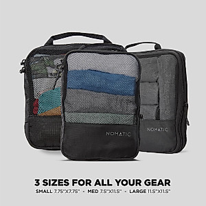 NOMATIC Packing Cubes - Light Packing Cubes for Travel - Black Travel Bag Organizers - Medium V2