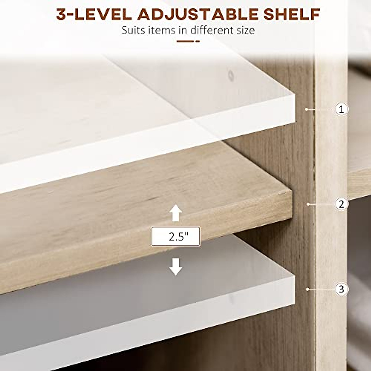 HOMCOM Sideboard Buffet Cabinet with Storage Drawers, Adjustable Shelves, Kitchen Cabinet, Coffee Bar Cabinet, Distressed Natural