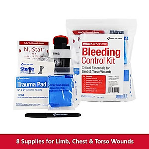 First Aid Only 91134 Critical Essentials Bleeding Control Kit for Limb & Torso Wounds, 8 Pieces