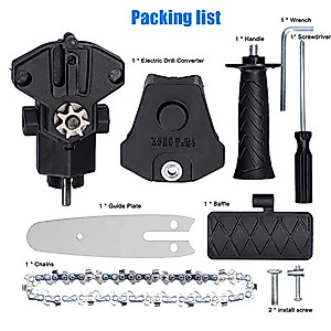 Weytoll 4 Inch Electric Drill Modified To Electric Chainsaw Drill Attachment, Drill Chainsaw Attachment Practical Modification Tool Set Woodworking Chainsaw for Drill