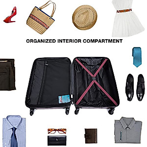 Tripcomp Luggage Sets Wear-Resistance Hardside Lightweight Suitcase Double Spinner Wheels, TSA Lock,Two Hooks, Scratch-resistant Carry-on,3 Piece Set(20inch 24inch 28inch) (Claret-red)