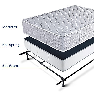 Clara Clark Adjustable Bed Rails - Metal Adjustable Bed Frame with Bed Center Support Leg - 5.25” H Low Bed Frame - Expands from Twin Size Bed Frame to Full Bed Frame, Metal Queen Bed Frame, Black
