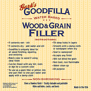 Water-Based Wood & Grain Filler - White - 8 oz By Goodfilla | Replace Every Filler & Putty | Repairs, Finishes & Patches | Paintable, Stainable, Sandable & Quick Drying