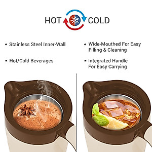 MILTON Viva Tuff 750 Insulated Jug, 760 ml, Brown | Food Grade | Easy Grip | Hot & Cold | Leak Proof | Odour Proof