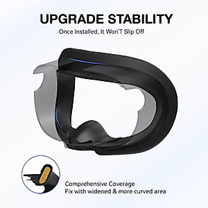 APEXINNO VR Silicone Face Pad Cover and Anti-Leakage Nose Pad for Meta Quest 3 Original Headset Accessories, VR Face Cushion and Light Blocker for Oculus Quest 3 Headset (Black)